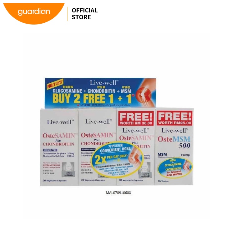 Live-well OsteSAMIN plus Chondroitin 30s Pack-Of-2 + 30s + OsteMSM 45s ...