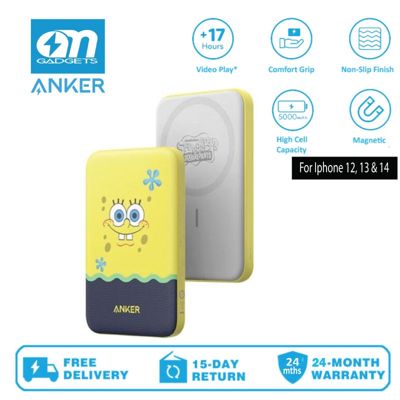 Anker A1610 SpongeBob 5000mAh 621 Magnetic Battery (MagGo), with USB-C ...