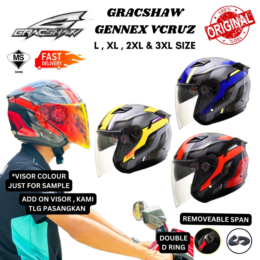 GRACSHAW GENNEX G535 VCRUZ HELMET DOUBLE VISOR (GRACSHAW HELMET HONDA ...