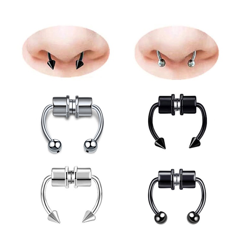 Magnetic Septum Horseshoe Fake Nose Rings 316L Stainless Steel Faux ...