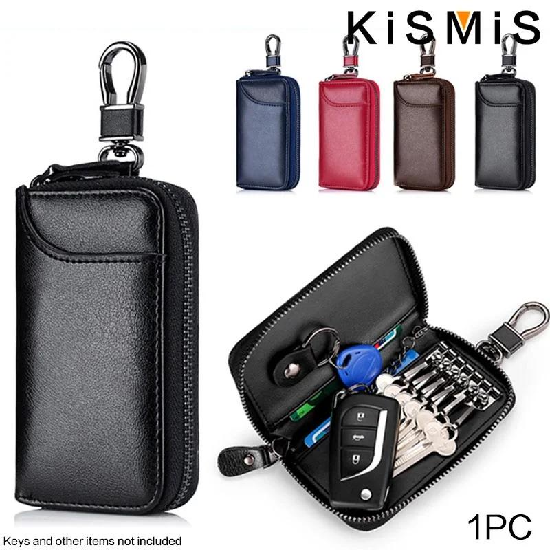 Genuine Leather KeyChain Unisex Key Bag Multifunction Organizer Wallet ...