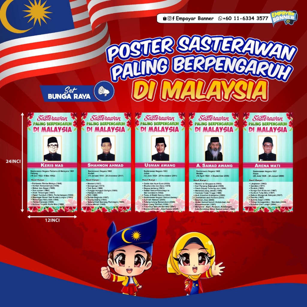 POSTER SASTERAWAN NEGARA | SET KECERIAAN KELAS | SEKOLAH | Shopee Malaysia