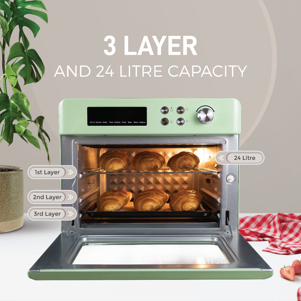 SENZ Air Fryer Oven (24L) Dual Way Heating 3 Layers Baking Position LED ...