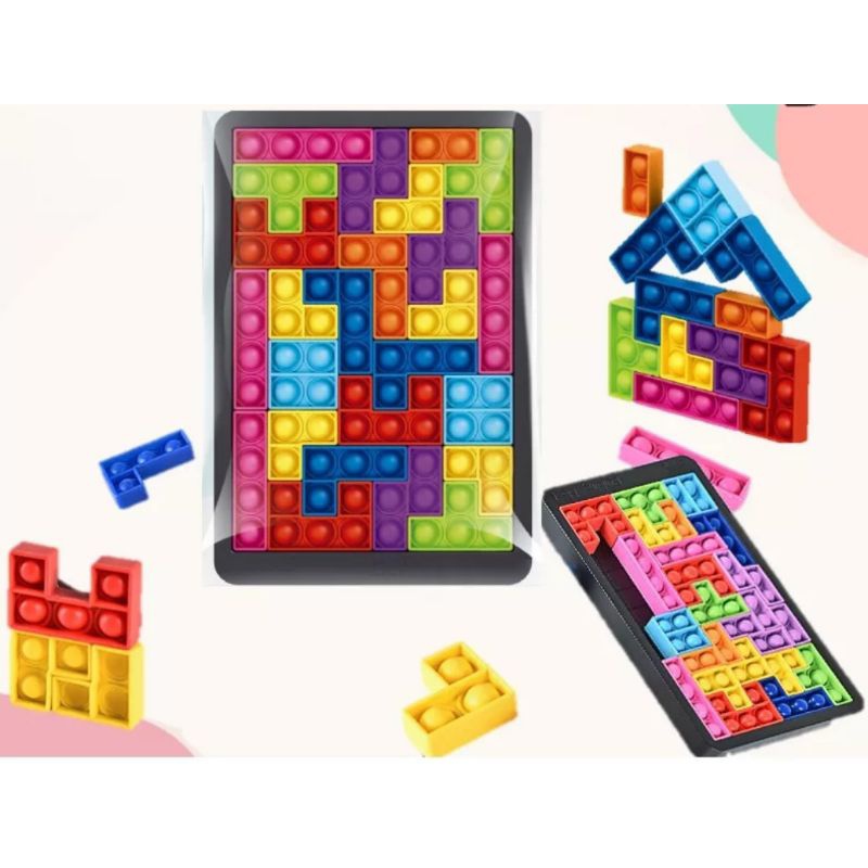 Building Block Pop IT Tetris Jigsaw Puzzle Toys Bubble Sensory Fidget ...