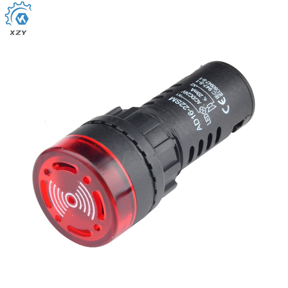 22mm 12V Buzzer with Red LED Lndicator Light Flash Alarm Beep Signal Intermittent Sound AD16 ...