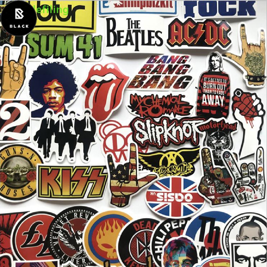 BL widefiling 50Pcs Rock Band Sticker Graffiti Guitar Laptop Skateboard ...