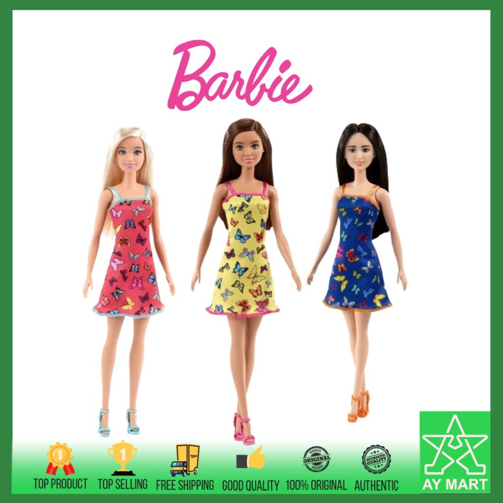 Barbie Doll Basic Entry Doll Assorted Fashion Butterfly Print Dress ...