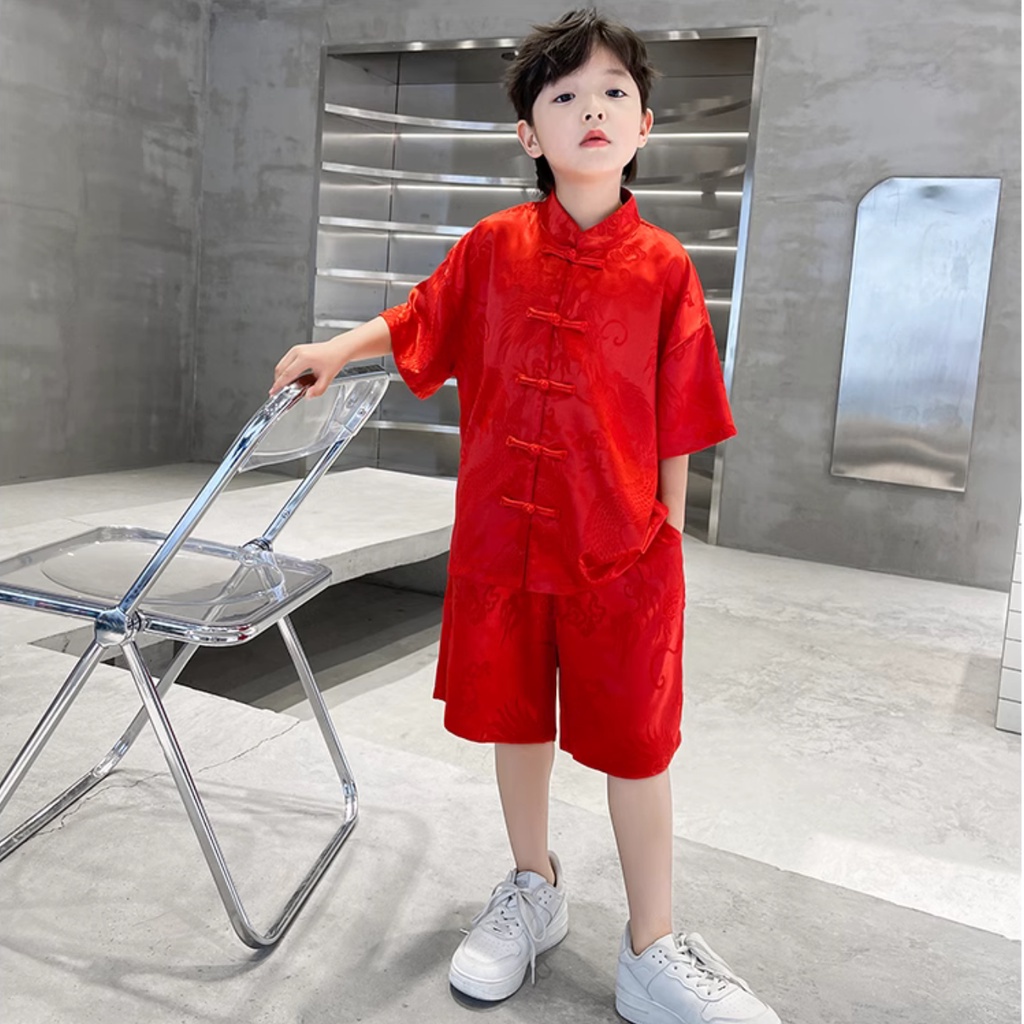 HI5BABY Chinese Red Tang Suit Satin Embroidery Traditional CNY Clothes ...