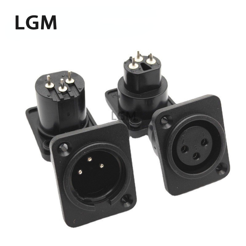 XLR Connector 3-Pole Female Jack 3 Pin Panel Mount Chassis Socket ...
