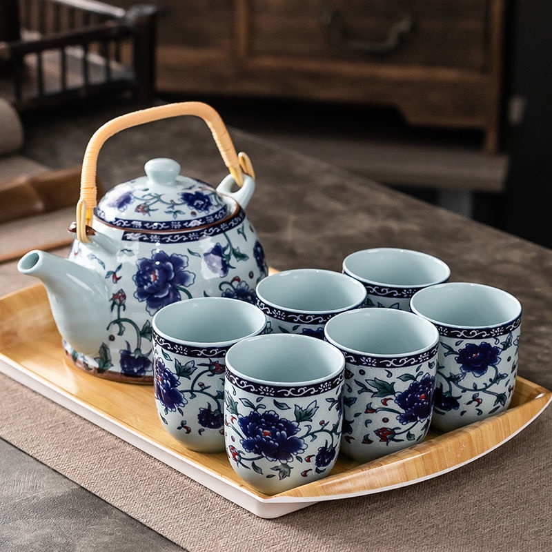 Retro Large Teapot Lifting Beam Pot Set One Pot Two Cups Single Pot ...