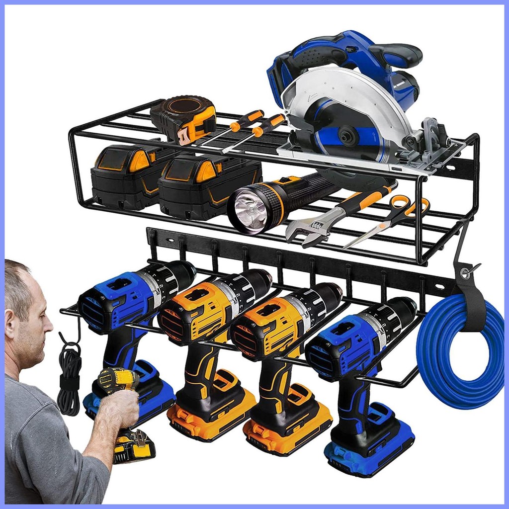 Drill Storage Shelf Heavy Duty Tool Storage Rack Toolbox Holder Drill ...