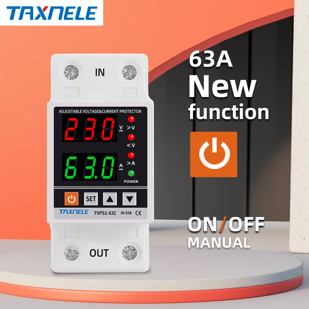 Dual Display 63A 230V Din Rail Adjustable digital Over Under Voltage ...