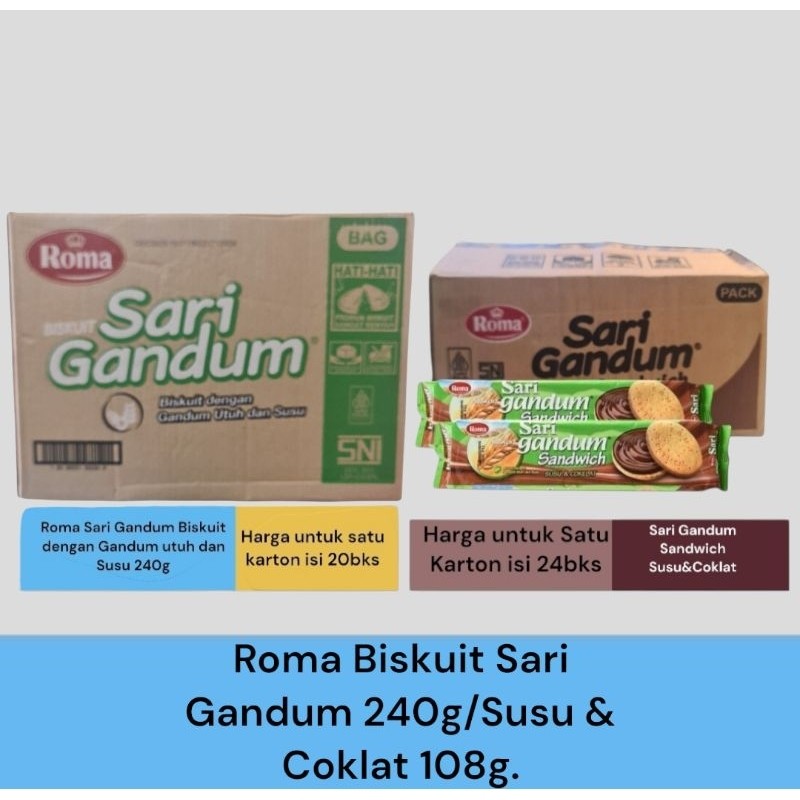 Roma Biskuit Sari Gandum 240g/Susu & Coklat 108g/Harga untuk satu karton. | Shopee Malaysia