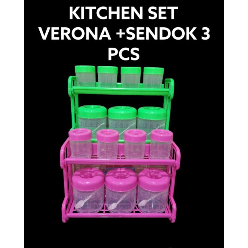 VERONA KITCHEN SET Stacking 2 (1 Pack Contains 3 Large Spice Containers ...