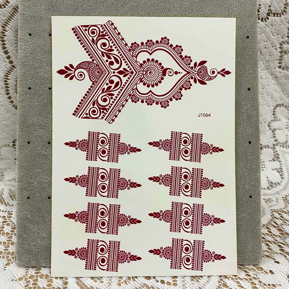 Waterproof Henna Tattoo Red Henna Stickers for Hand Fake Tattoo for ...