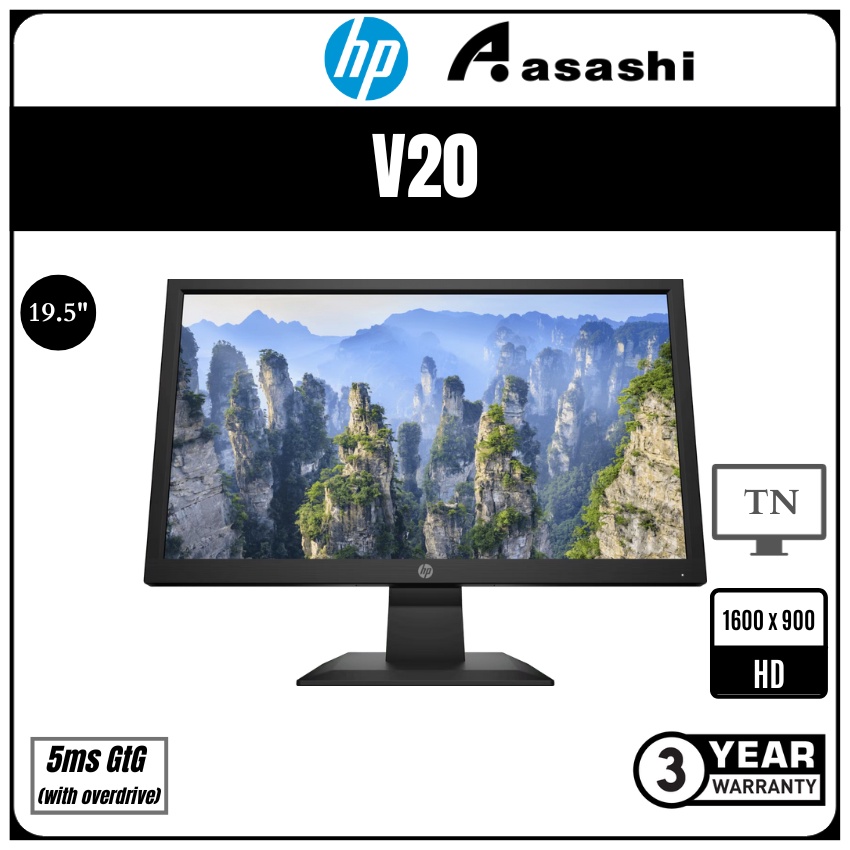 HP V20 19.5" TN 5ms LED Monitor (VGA) 1H849AA | Shopee Malaysia