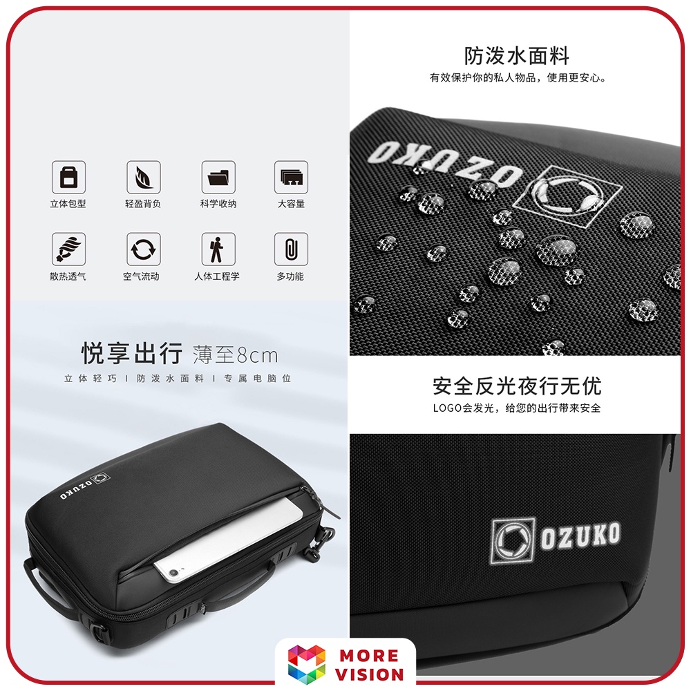 OZUKO Men Travel Business Laptop Backpack Sling Convertible ...