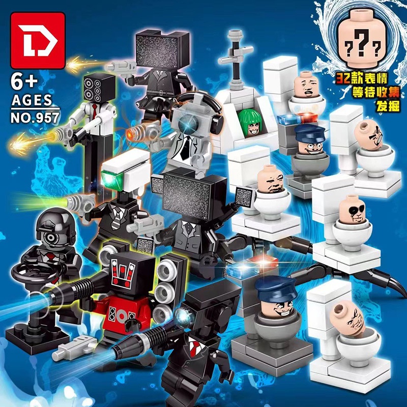 Skibidi Toilet Building Block Toilet Man vs. Monitor Titan Sound Man TV ...