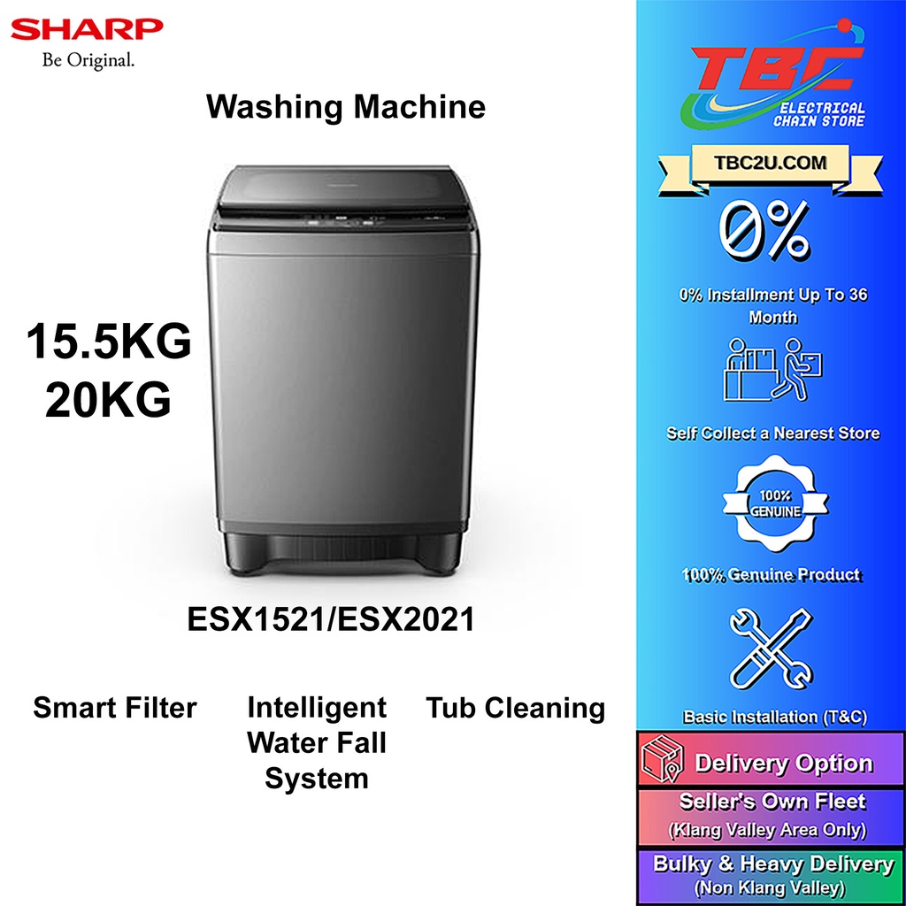 SHARP ESX1521 ESX2021 15.5KG-20KG TOP LOAD WASHING MACHINE | Shopee ...