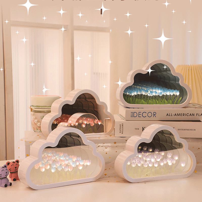 Bedroom LED Night Light DIY Cloud Tulip lamp Ornaments Creative Photo ...