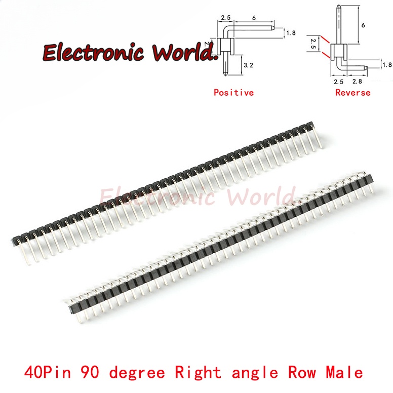 10Pcs/lot 2.54mm 1*40p 90 degree Right angle Single Row Male R/A Pin ...