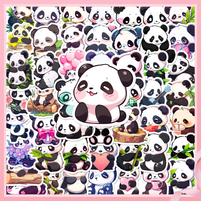 50 Pieces Cartoon Panda Stickers Creative Trendy Graffiti Cartoon Panda ...