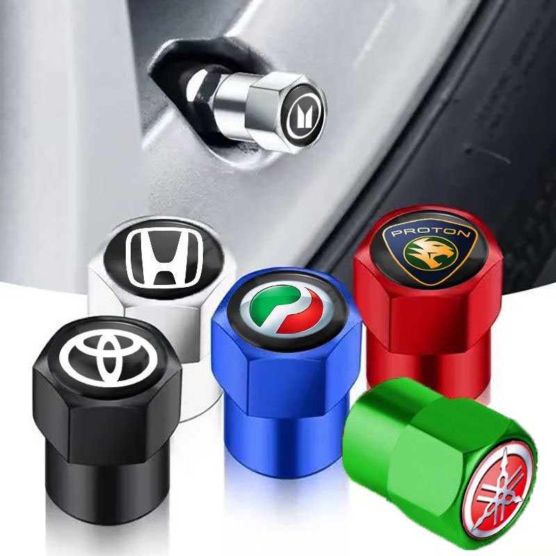 4Pcs/Set Tire Valve Caps, Premium Metal Rubber Seal Tire Valve Stem ...