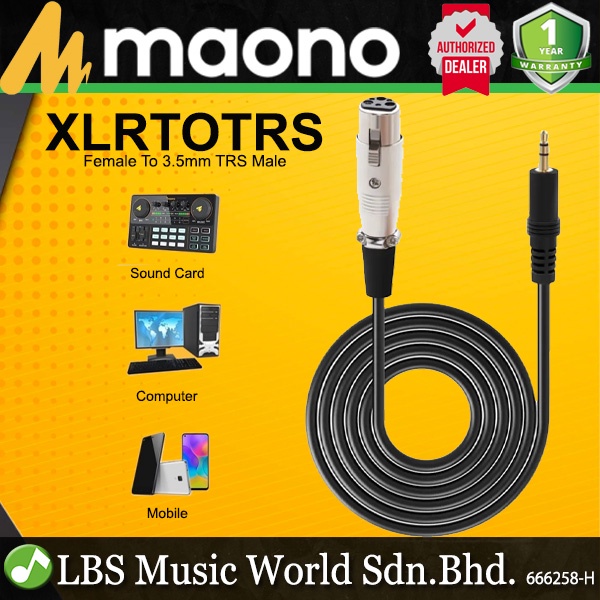 Maono XLR Female To 3.5mm TRS Male Microphone Cable (XLRTOTRS) | Shopee ...