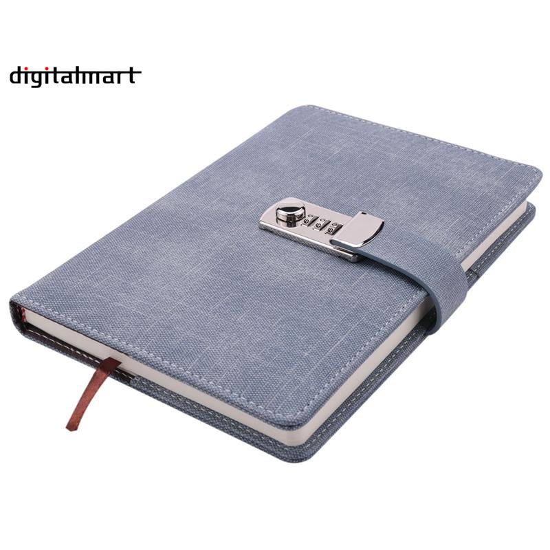 Password Notebook Paper Lockable Portable Book PU Diary Lock Traveler ...