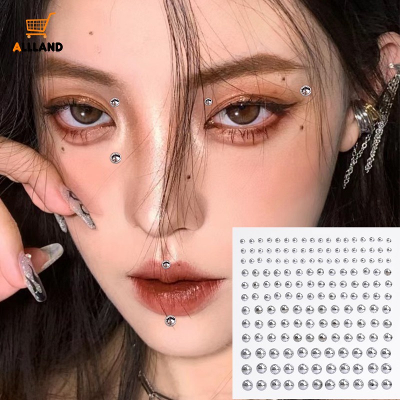 Rhinestone Crystal Nose Stud Sticker Flase Piercing Nose Ring Lip Stud ...