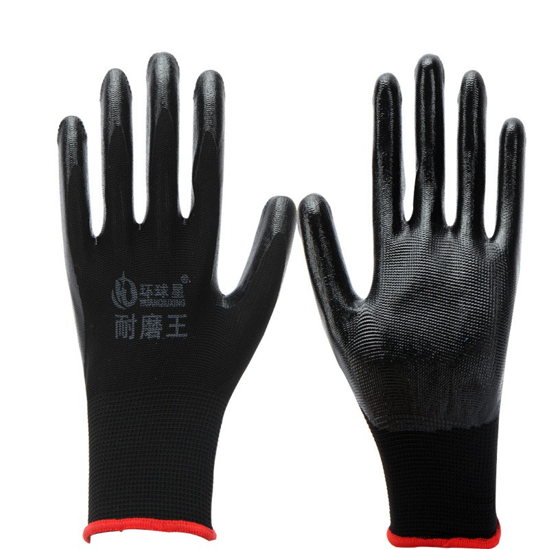 Gloves Waterproof Nitrile Cotton Rubber Gloves Sarung Tangan Getah ...