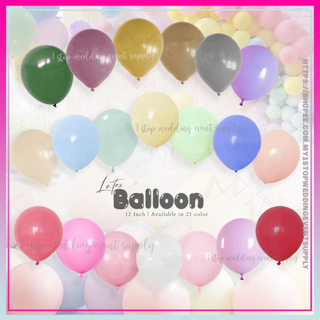 12" LATEX BALLOON/BELON PARTI/PARTY DECOR/COLOURFUL BALLOON/派对气球/气球装饰 ...