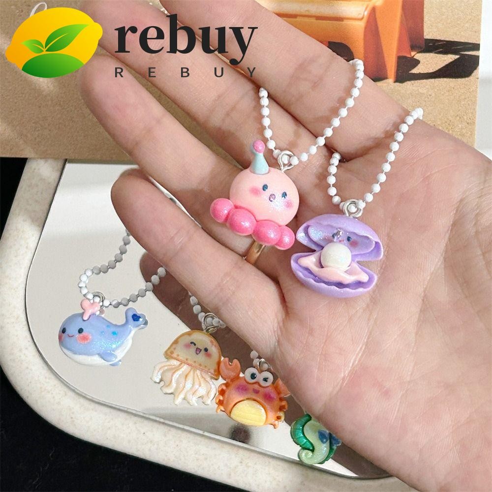 REBUY Marine Organism Keychain, Seahorse Cuttlefish Shiny Crab Pendant ...
