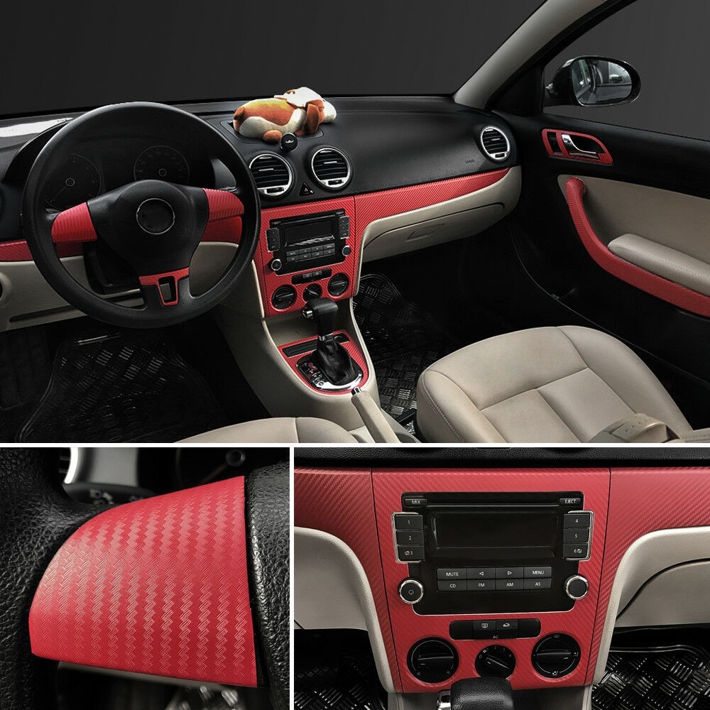 [HOT] 3D Car/tablet Red Interior Accessories Panel Carbon Fiber Vinyl ...