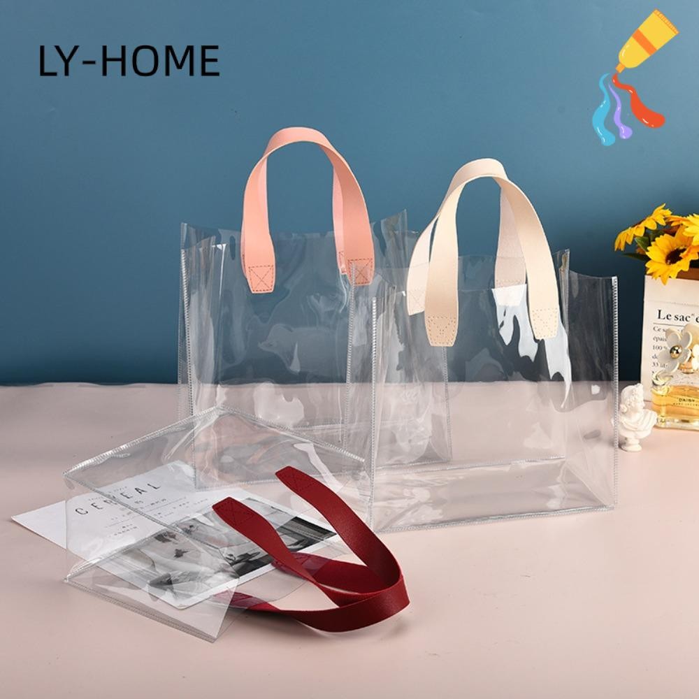 LY-HOME Tote Bag, Transparent Handle Transparent Shopping Bags, PVC ...