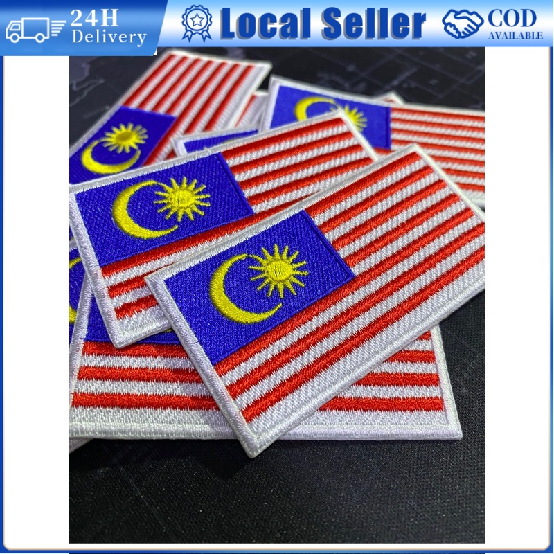 【Local Seller】stiker bendera malaysia flag patch 8*5cm velcro tape ...