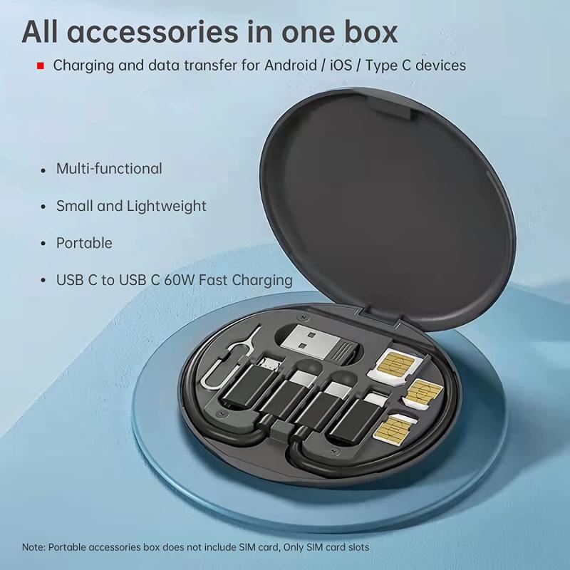 5 in 1 60W Fast Charging Data Cable Kit Multiple Portable Type-C Sync ...