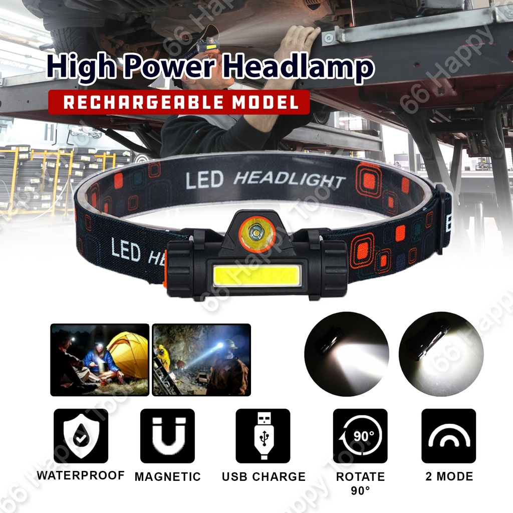 LED XPE+COB Headlight USB Rechargeable High Power Headlamp Magnetic ...