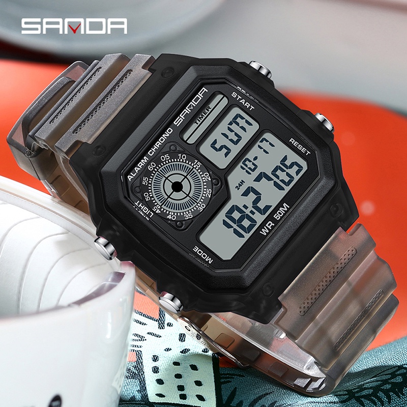 Sanda Popular Unisex Transparent Leisure Sports Watch Cool Waterproof ...