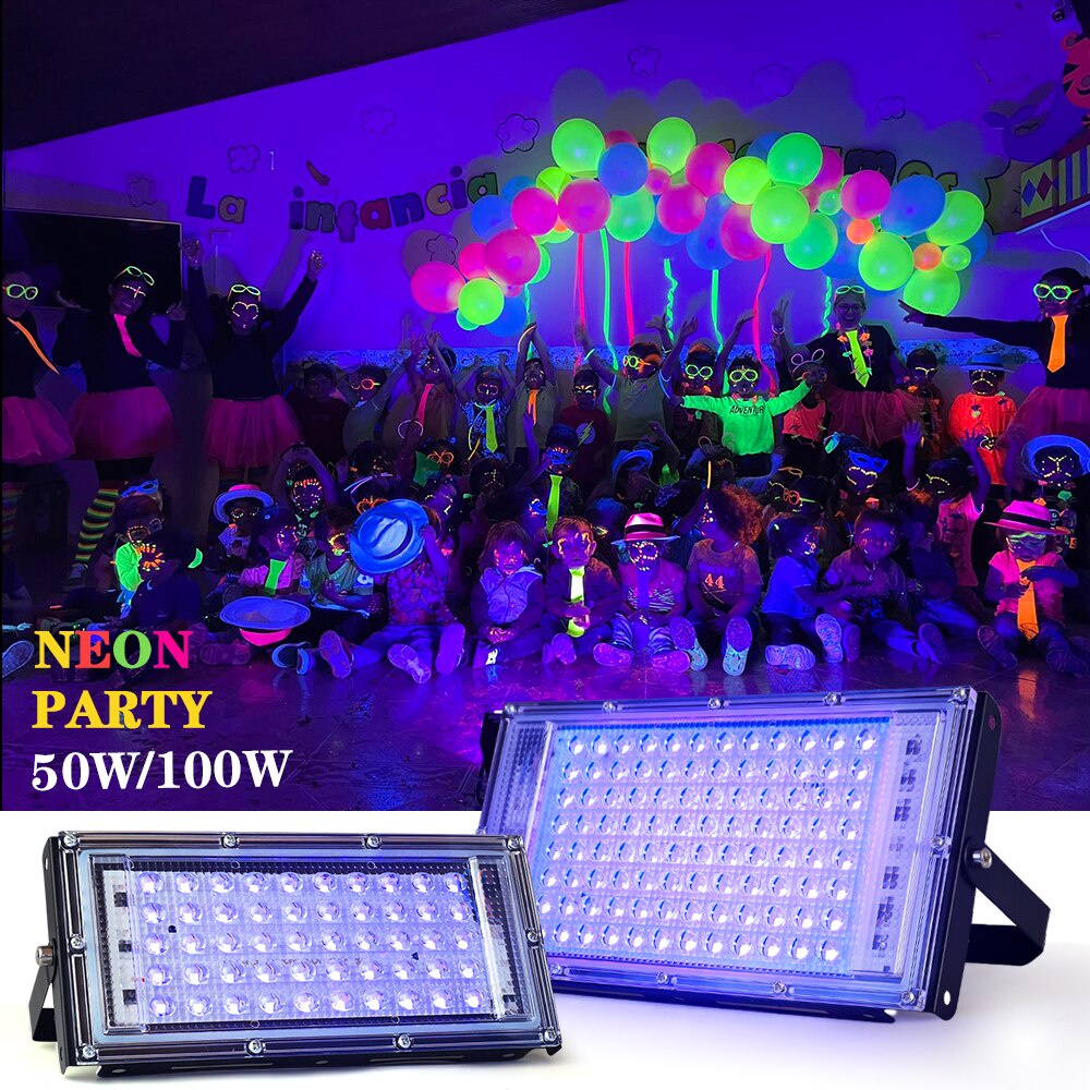 50W 100W UV Flood Light AC 220V Outdoor Floodlight 395nm 400nm Ultraviolet Fluorescent Stage ...