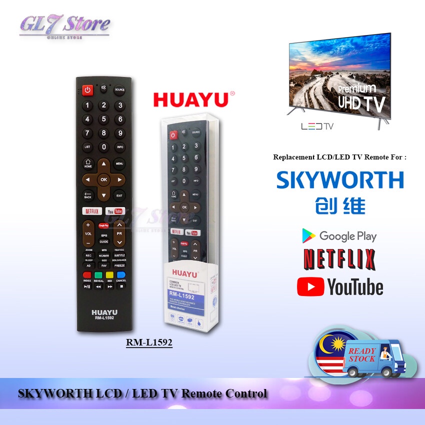 SKYWORTH LCD LED SMART TV REMOTE CONTROL RM-L1592 UNIVERSAL REMOTE ALAT KAWALAN JAUH SKYWORTH ...