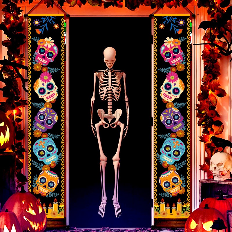 Day of The Dead Porch Sign Door Banner Halloween Costume Mexico Dia De ...