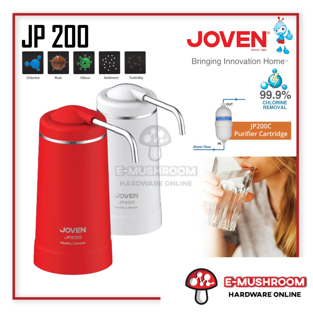 Joven Water Purifier (White/Red) High Efficiency 3-Layer Non-Woven Fabric Filter JP200 | Shopee ...