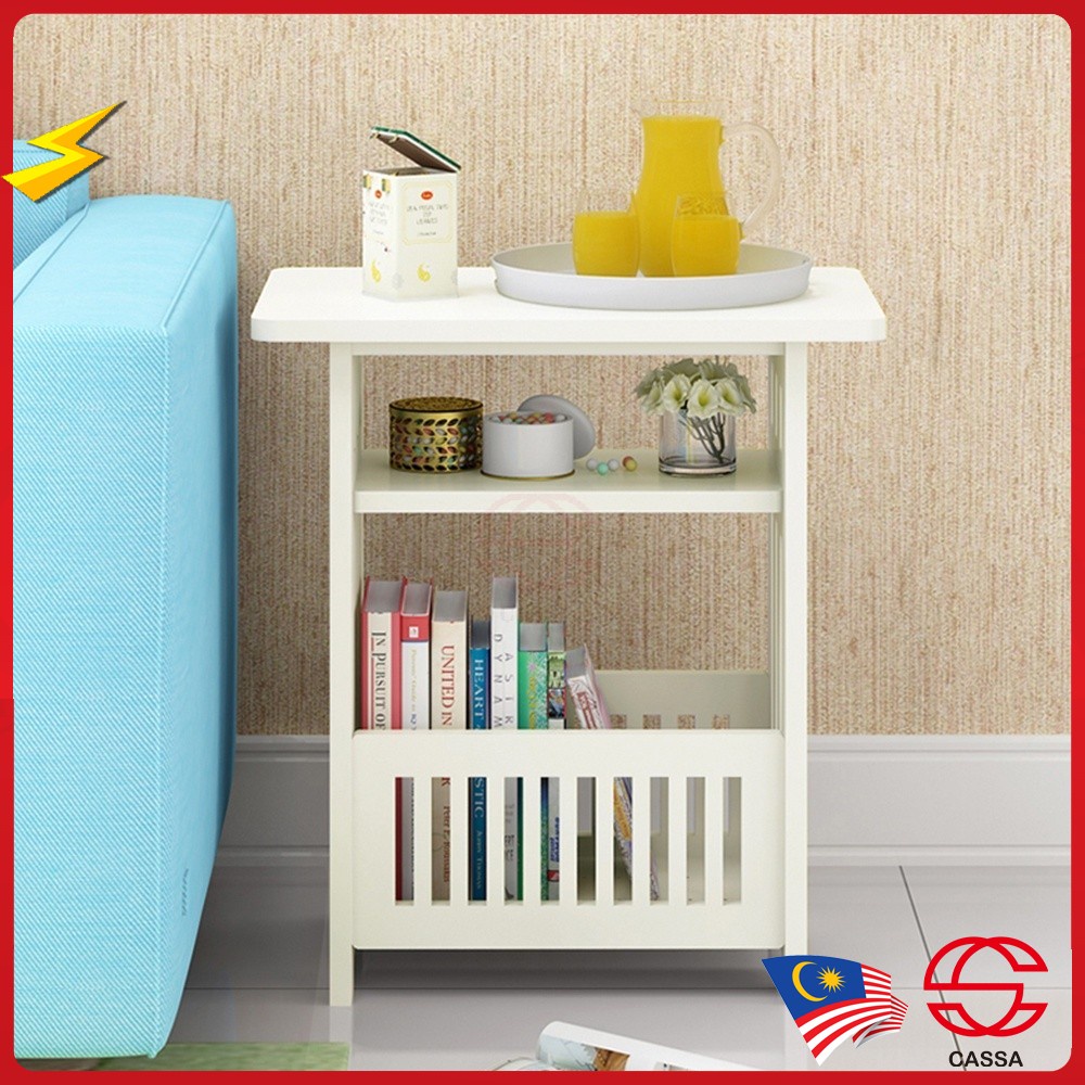 [BIGGER SIZE] Cassa Lusso Coffee Magazine Rack Round End Side Table (White) 44X30CM | Shopee ...