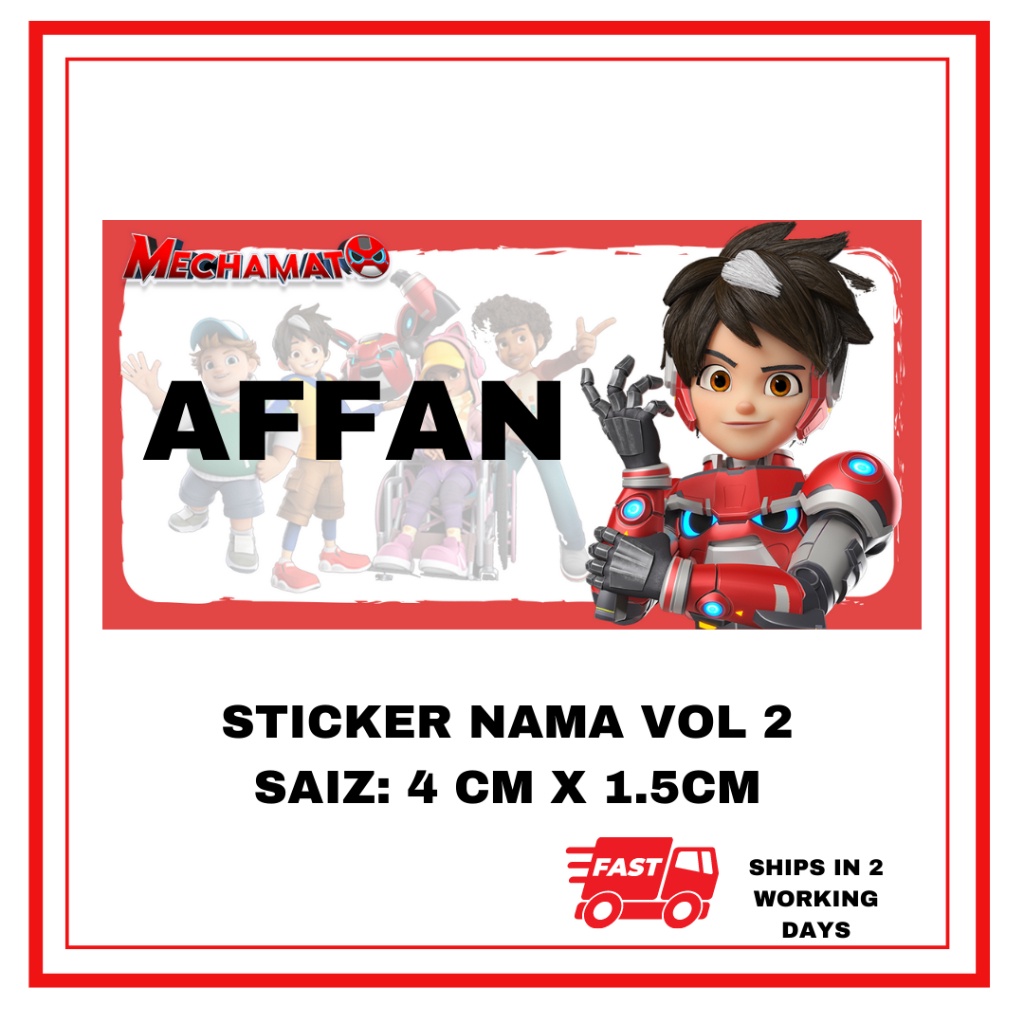 Sticker nama kartun alat tulis stiker barang sekolah taska tadika ...