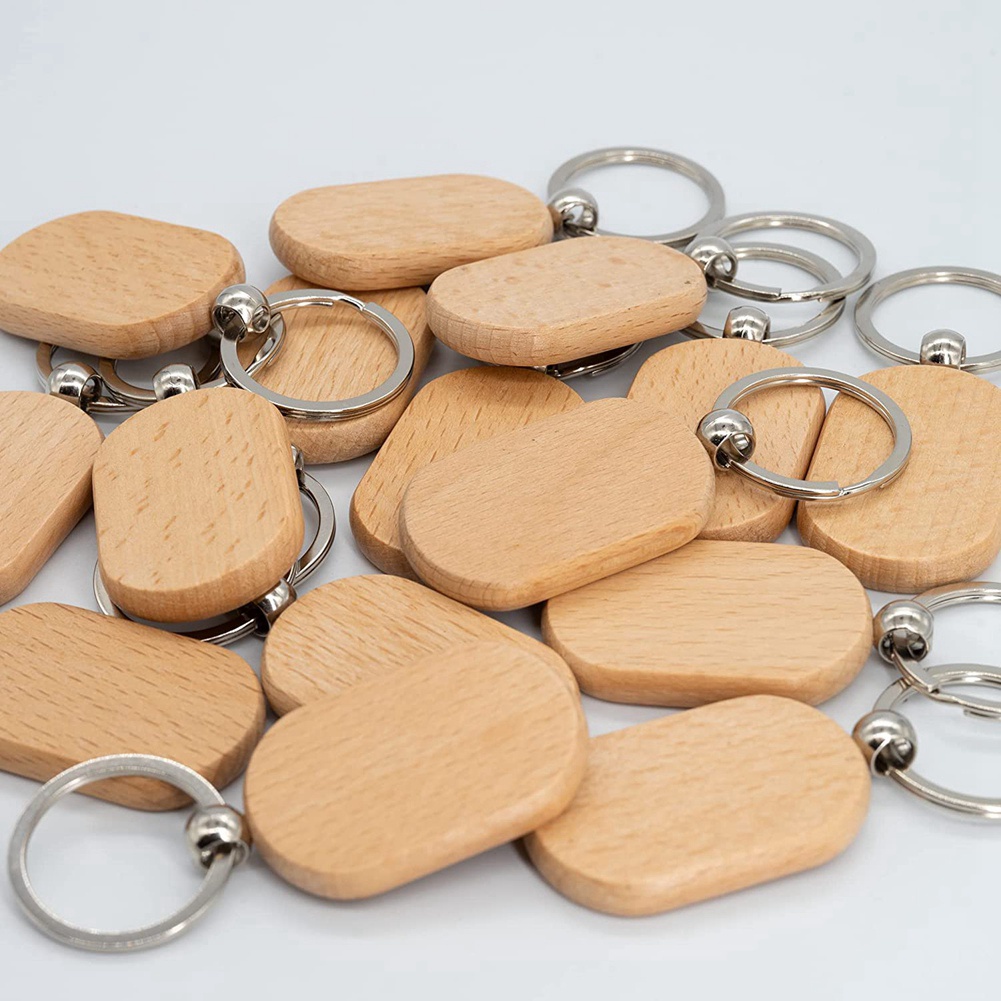 keychain Diy Wooden Keychains Wooden Carved Blank Custom Wooden ...