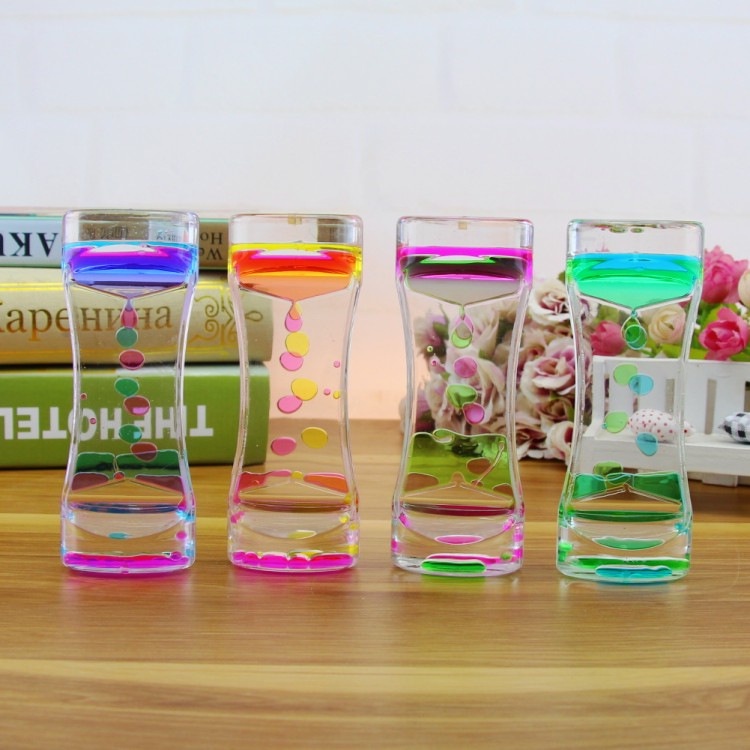 Double Colors Oil Hourglass Creative Fashion Liquid Floating Motion ...