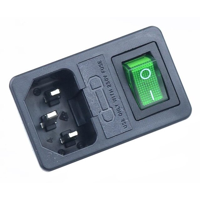 HIJAU Power Socket Plug 10A 250VAC 3Pin IEC320 C14 with Fuse - Green ...