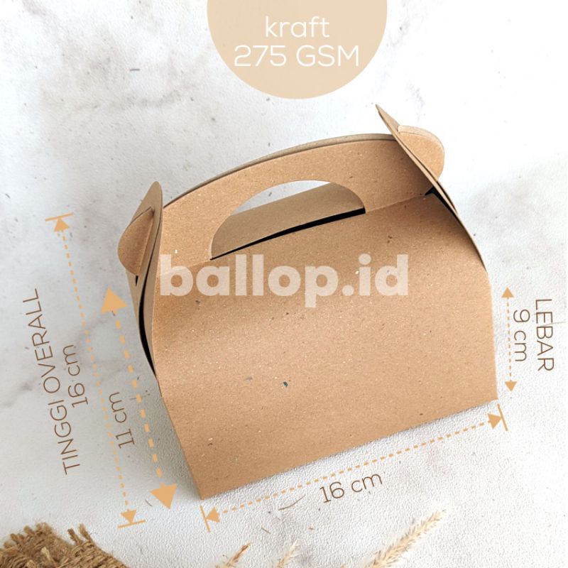 Kraft 16 9 11 CM DOUBLE BOX Hamper BOX Handle Snack Dessert BOX Bread ...