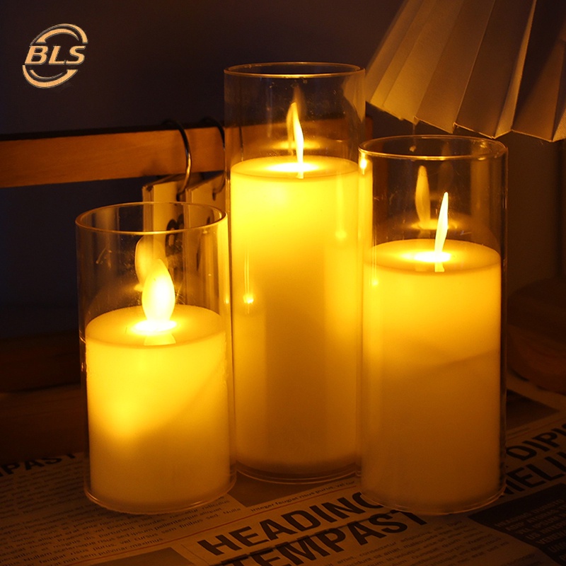 Portable Button Battery Powered LED Glowing Acrylic Simulation Candle ...